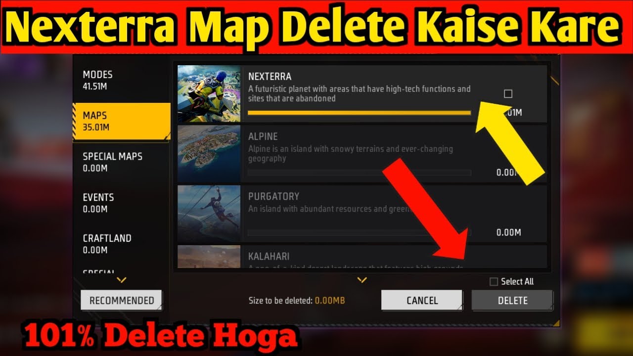 How To Delete Nexterra Map In Free Fire Max | Delete Nexterra Map In Free Fire | Nexterra Delete ...