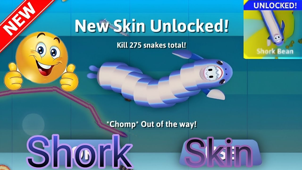 Snake.io New Skin Unlocked.🔓! Shork Bean Epic snake.io🐍 Gameplay - YouTube