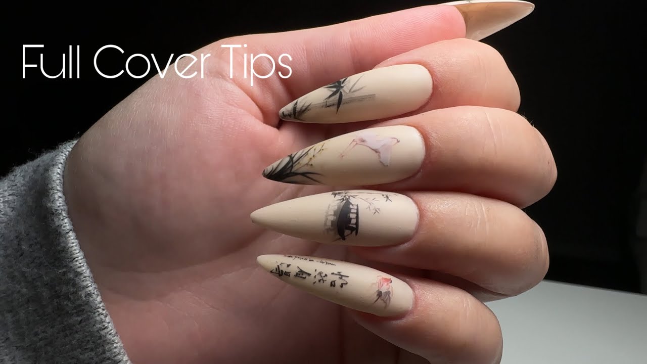Full Cover Tips + Design Nail Tutorial - YouTube