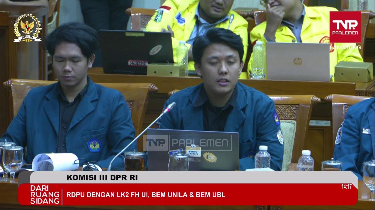 BREAKING NEWS - KOMISI III DPR RI RDPU DENGAN STUDY CLUB RHS FH UI, BEM UNILA & BEM UBL - YouTube