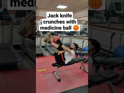 Jack knife crunches with medicine ball 🏀 for abdominals - YouTube