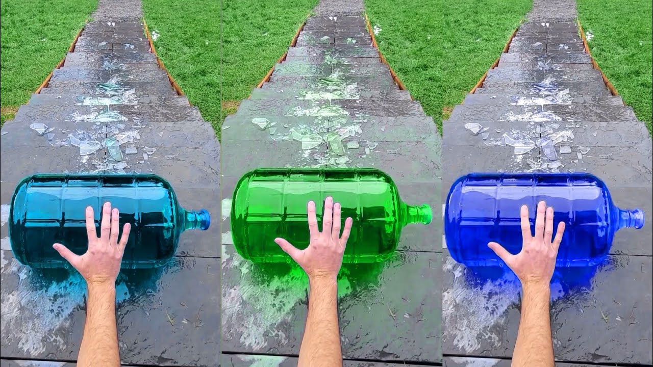 Throwing Bottle Down Stairs -259 | Breaking glass bottle | Crushing ...
