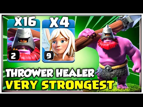 16 x Thrower + 4 x Healer = STRONGEST !! TH16 Attack Strategy (Clash of Clans)