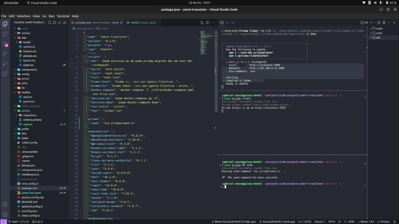 Smart Translator 09 - Creating seed script to populate local database and styling home page ...