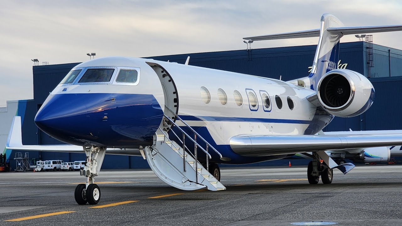 Private Jet Parks With Door Open 4K - YouTube