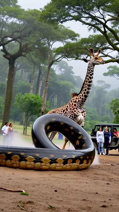 Anaconda snake chasing giraffe - YouTube