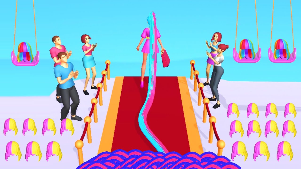 HAIR CHALLENGE game FUN HAIR GAMES 🌈💜👩🏻‍🦰 Gameplay All Levels ...