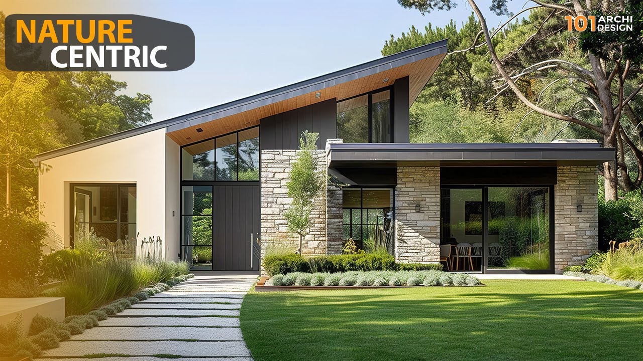 Small Minimalist House Design With Unique Sloped Roof and Nature ...