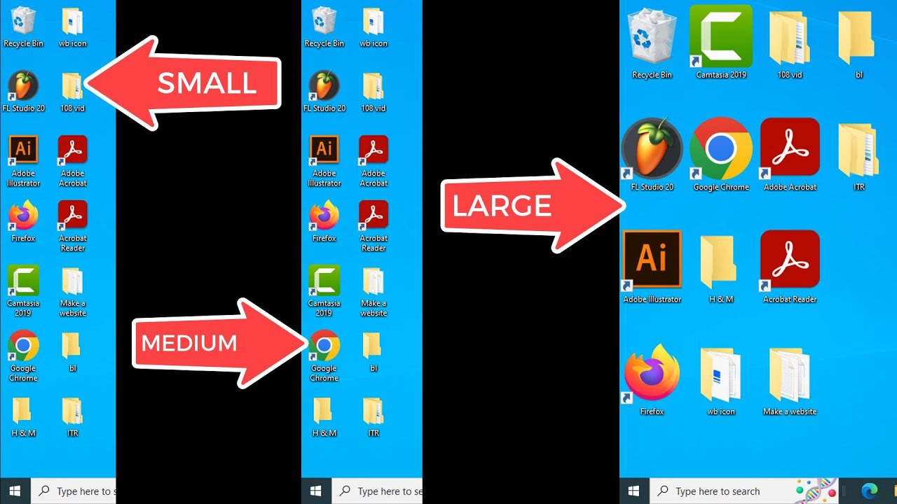 How To Change Desktop icons size to Large Medium Small on Windows ...