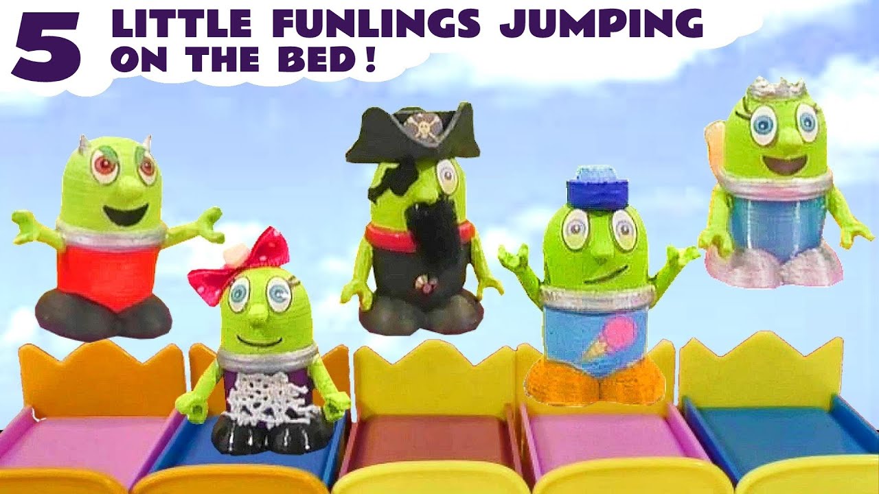 5 Little Monkeys Jumping on the Bed with Funlings Cars - YouTube