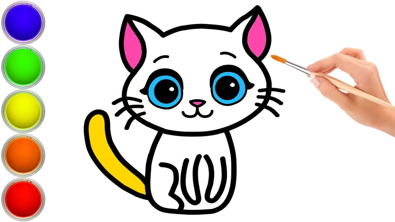 How to draw a Kitten for Kids 🐱/ Draw a Ket / Learn to Draw - YouTube