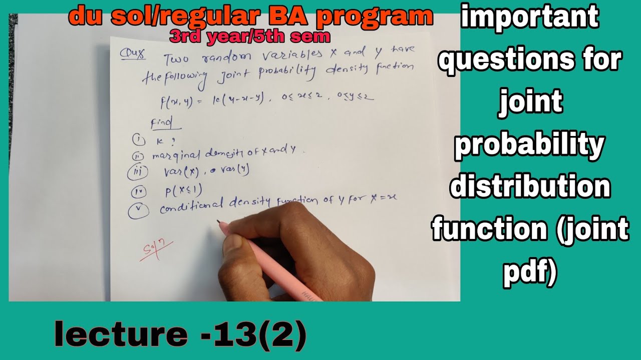 joint probability distribution function( joint pdf) L-13(2) du sol ...