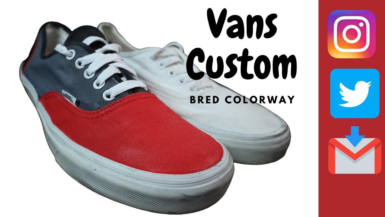 Custom Vans to Air Jordan Bred 4 Colorway in 5mins(Using Angelus Paint ...
