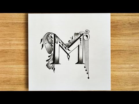 How to make a || simple M letter tattoo drawing || amazing M letter ...