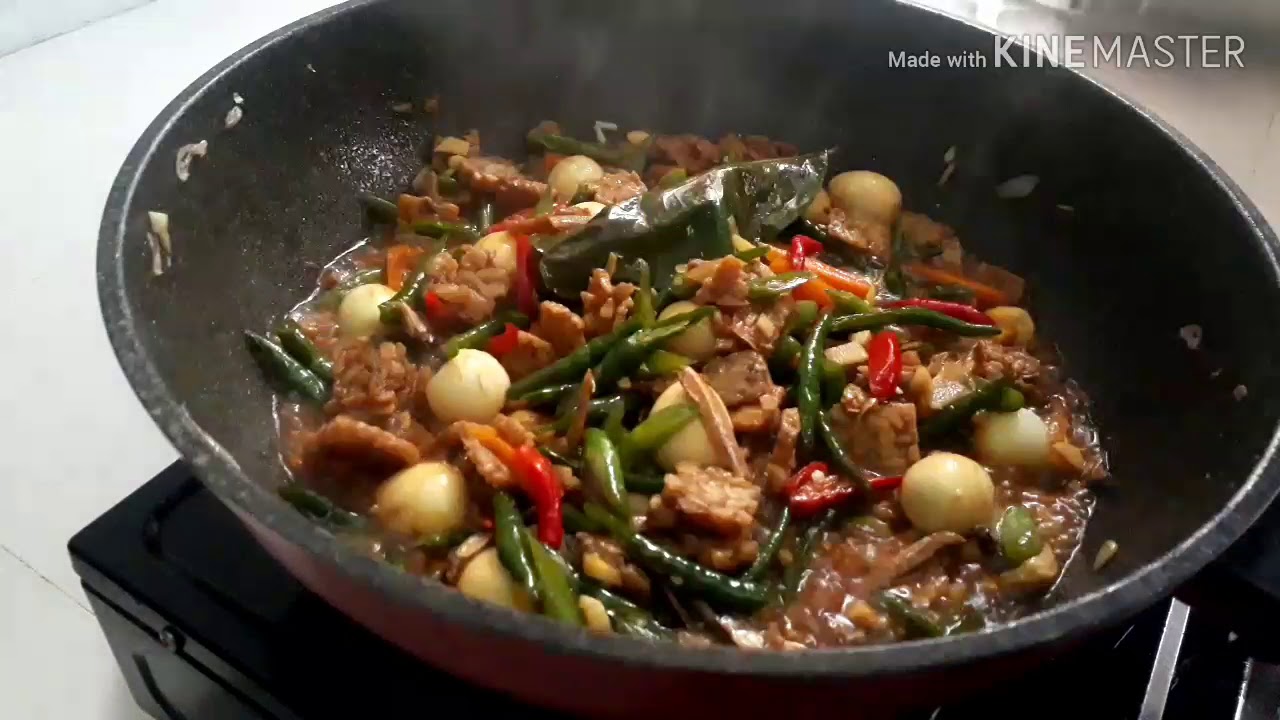 Oseng oseng lombok ijo.mix telur puyuh,tempe,teri - YouTube