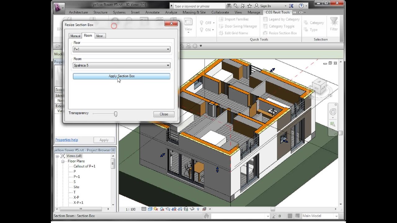 Resize Section Box - Selection by Room - YouTube