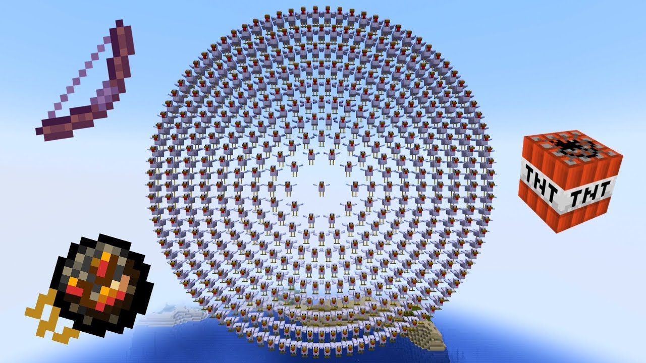 Chickens in Minecraft vs Bow, Fireball and TNT? - YouTube