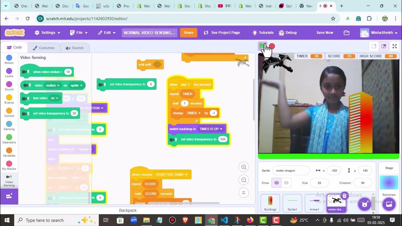 A NORMAL VIDEO SENSING GAME 1 IIN SCRATCH - YouTube
