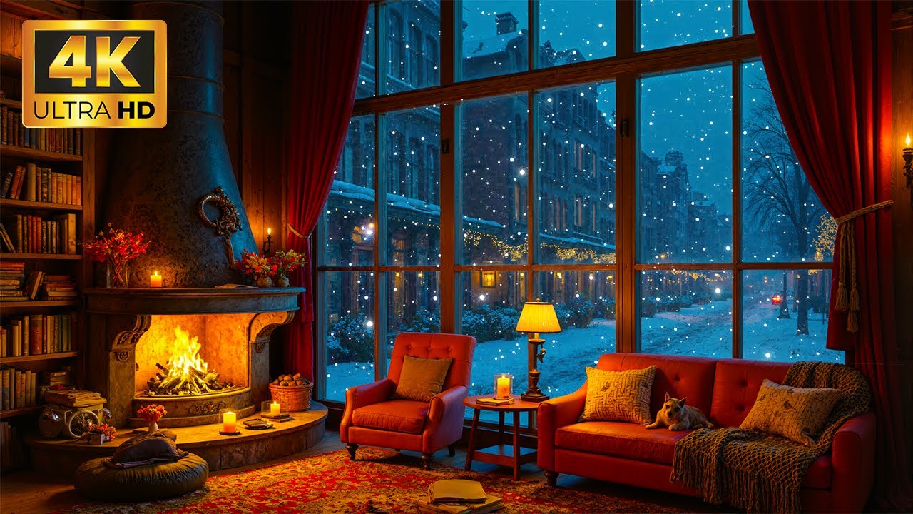 Cozy Winter Coffee Jazz ️Elegant Lounge Ambience Snowy & Atmosphere for ...