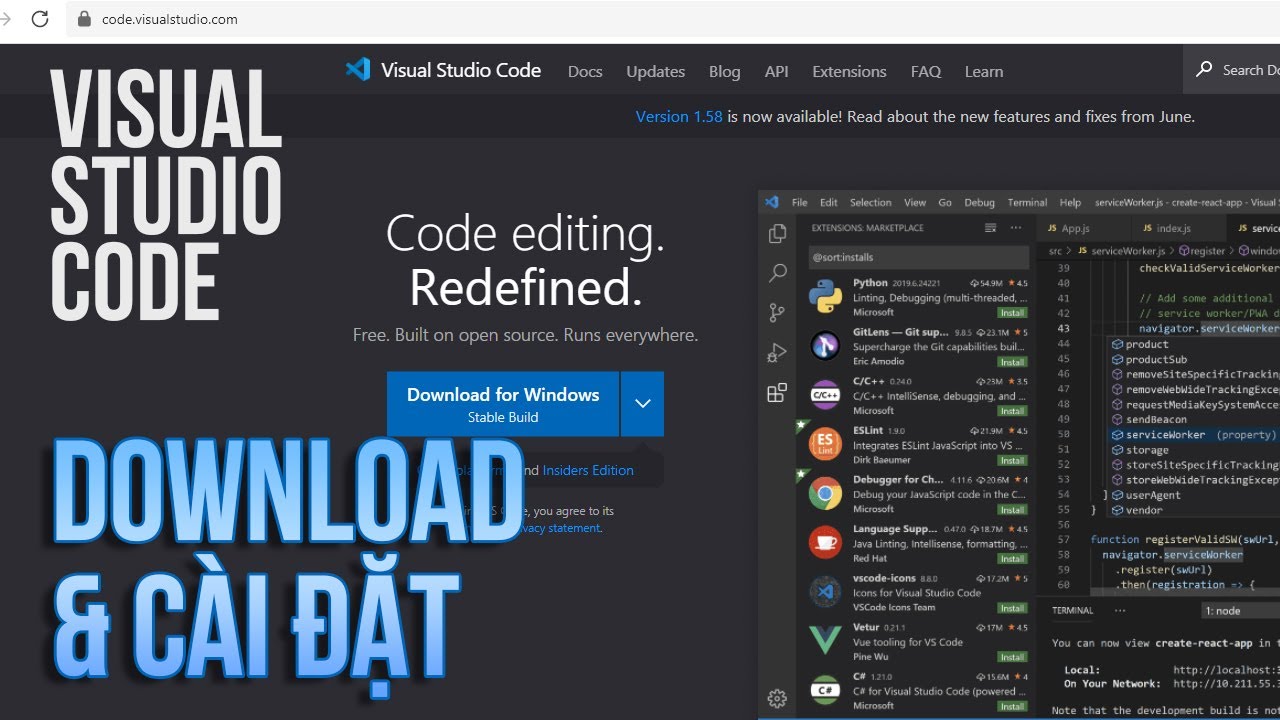 Visual studio code, hướng dẫn cài đặt, install guide IDE for coder, IDE ...