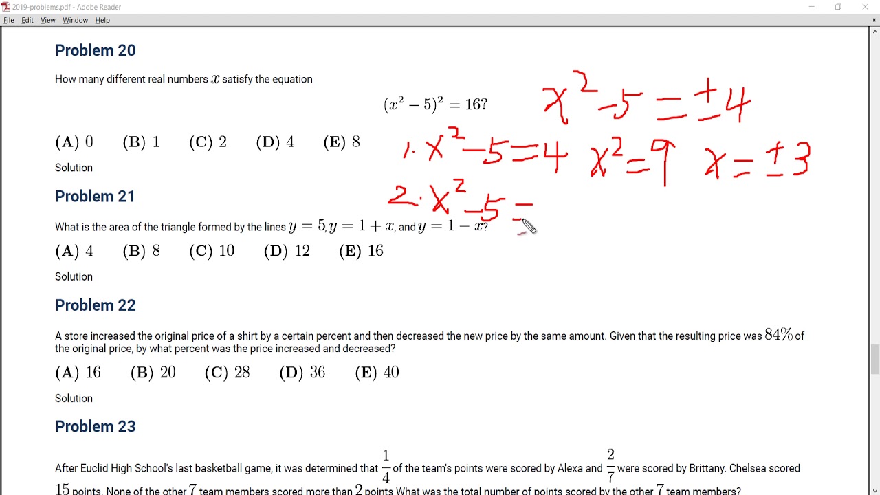 AMC8 2019 Problem 20 - YouTube