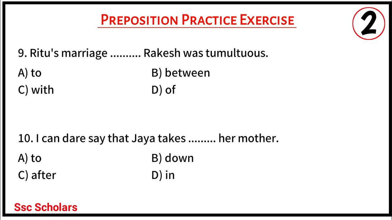 Preposition objective questions Practice set | Preposition exercise in ...