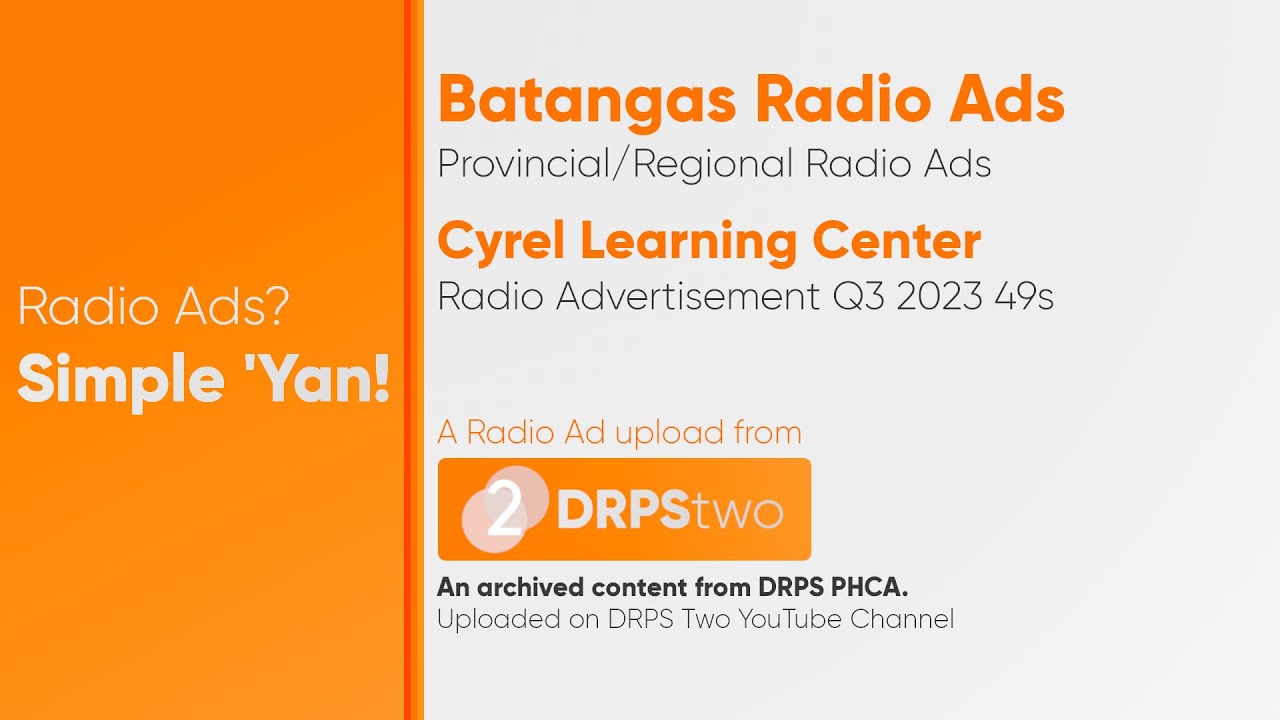 Cyrel Learning Center Radio Ad Q3 2023 49s (Batangas) - YouTube