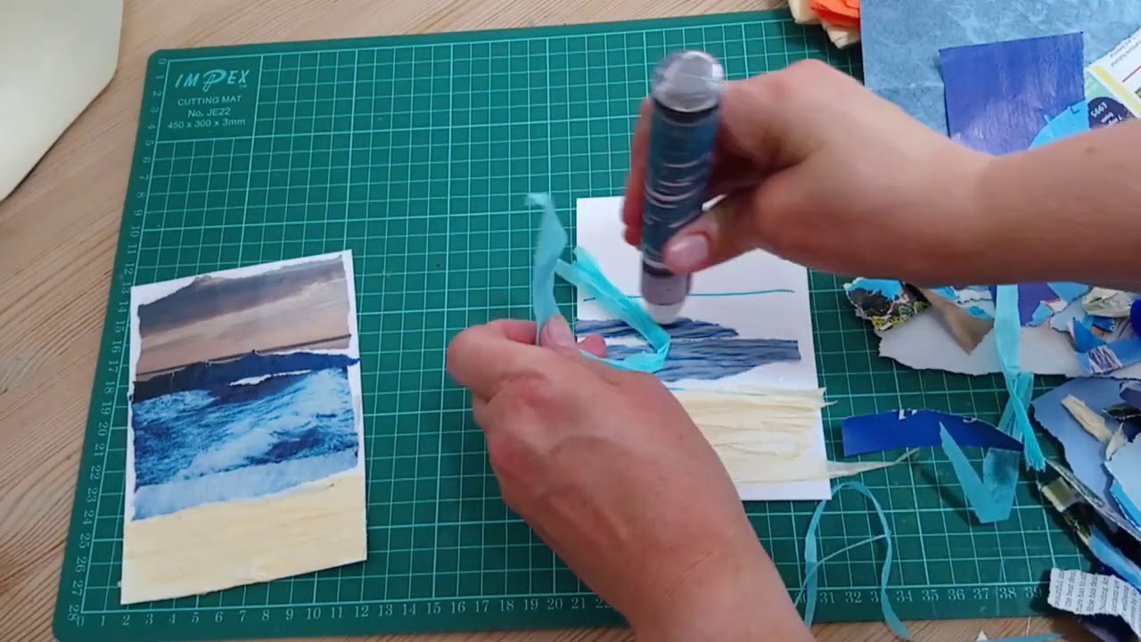 How To Make A Seascape Collage Postcard - YouTube