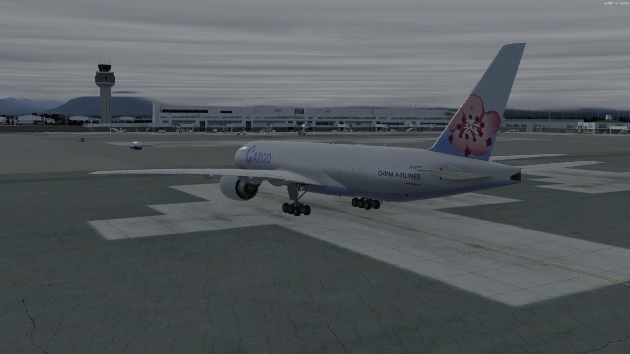 Prepar3D v4.5 | PMDG Boeing 777F | China Airlines Cargo ANC-TPE arrival ...