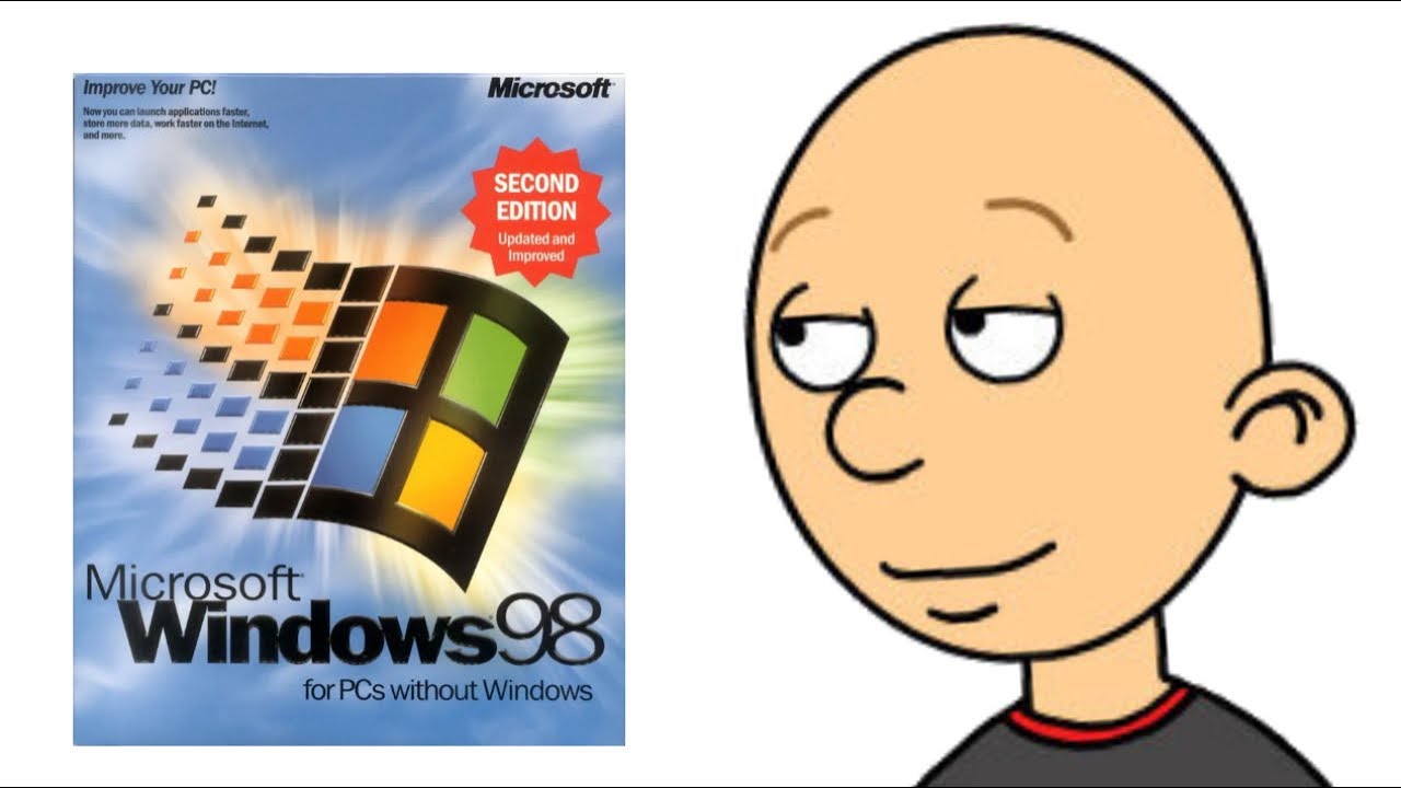 Classic caillou get grounded for Downgrading to windows 98 - YouTube