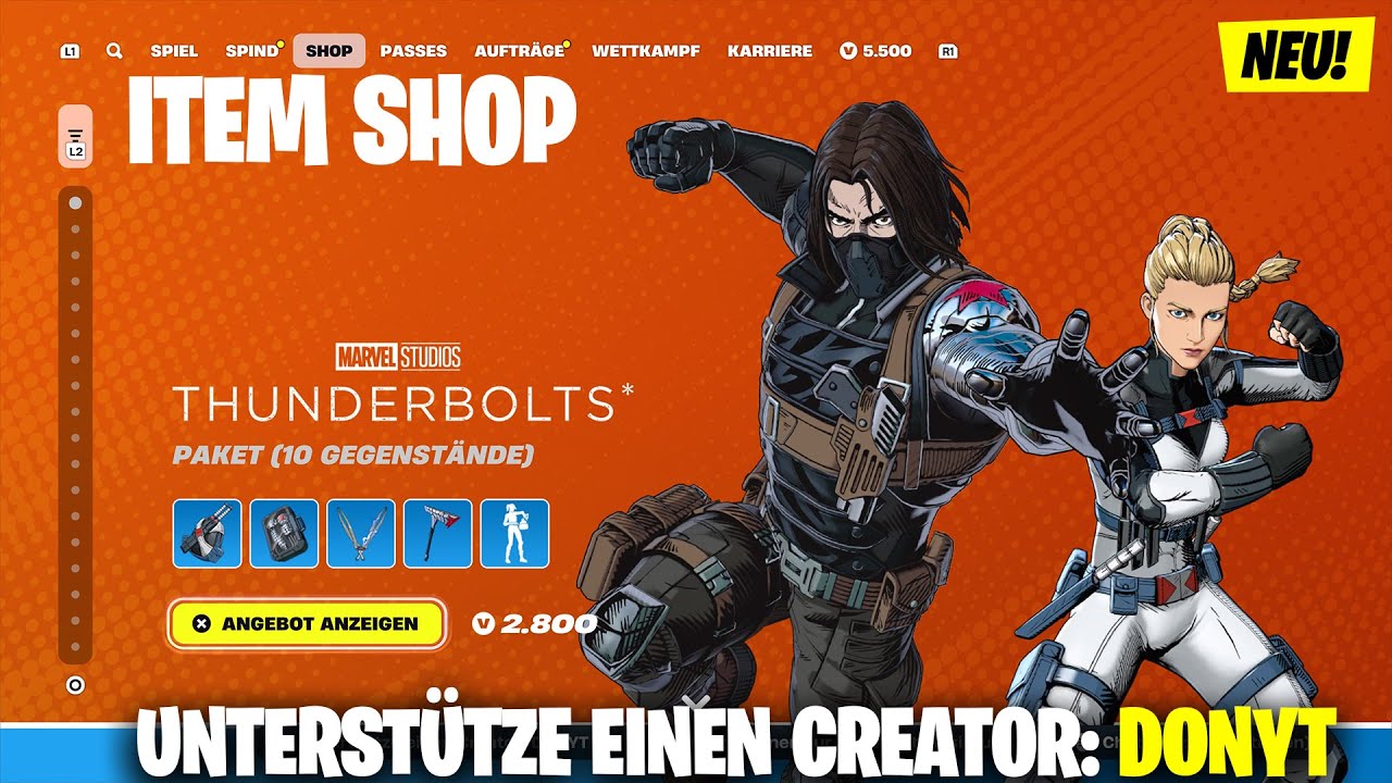 Fortnite | Item Shop | Neue Marvel Outfits Winter Soldier & White Widow | Showcase - YouTube