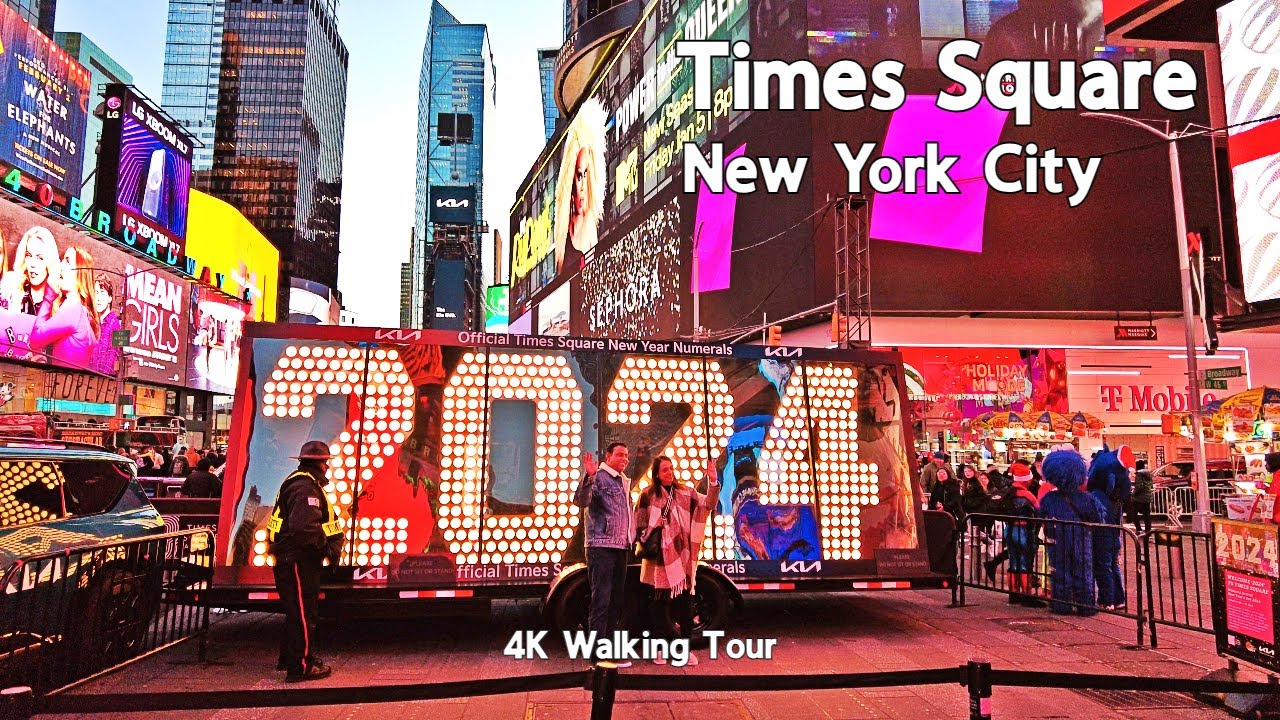 Times Square Welcomes 2024 | NYC | 4K Walking Tour - YouTube
