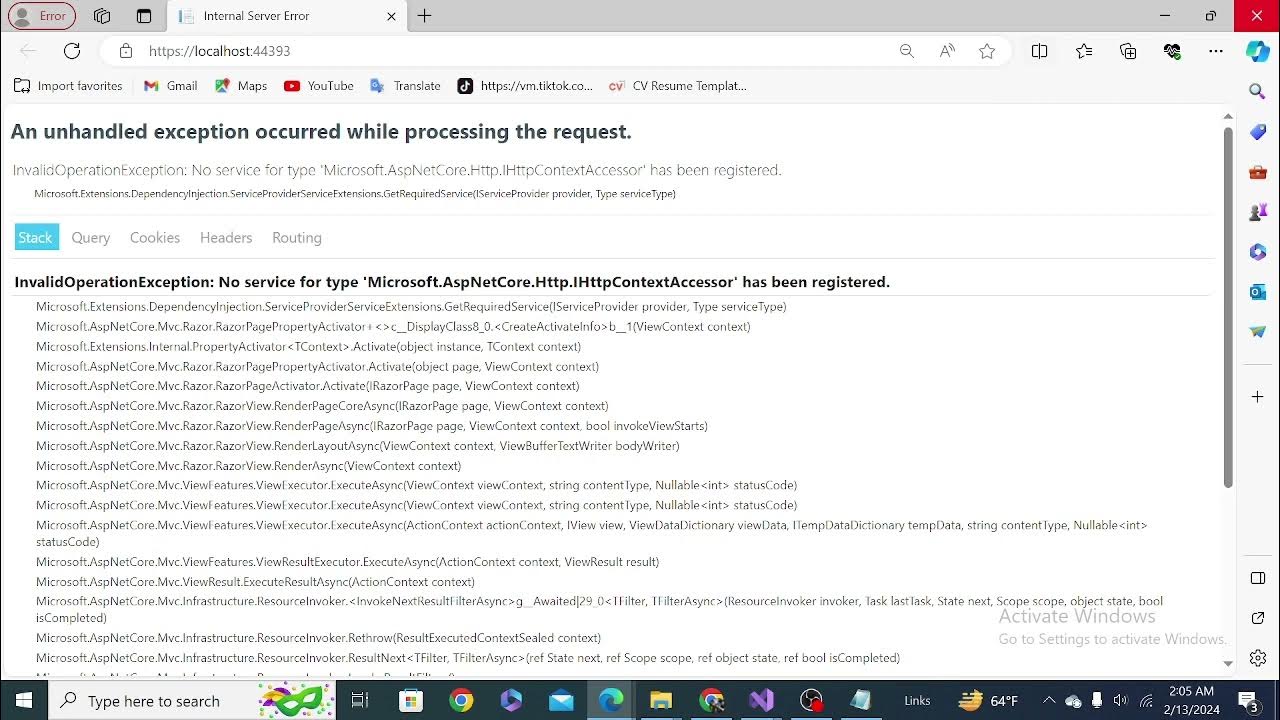 No Service For Type Microsoftaspnetcoreicontextaccessor Has Been Registered Youtube