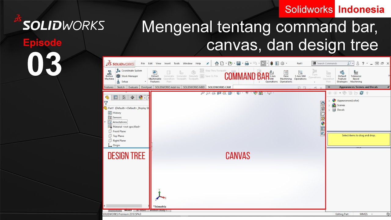Belajar Solidworks - 03 - Penjelasan Tata Letak Tampilan - YouTube