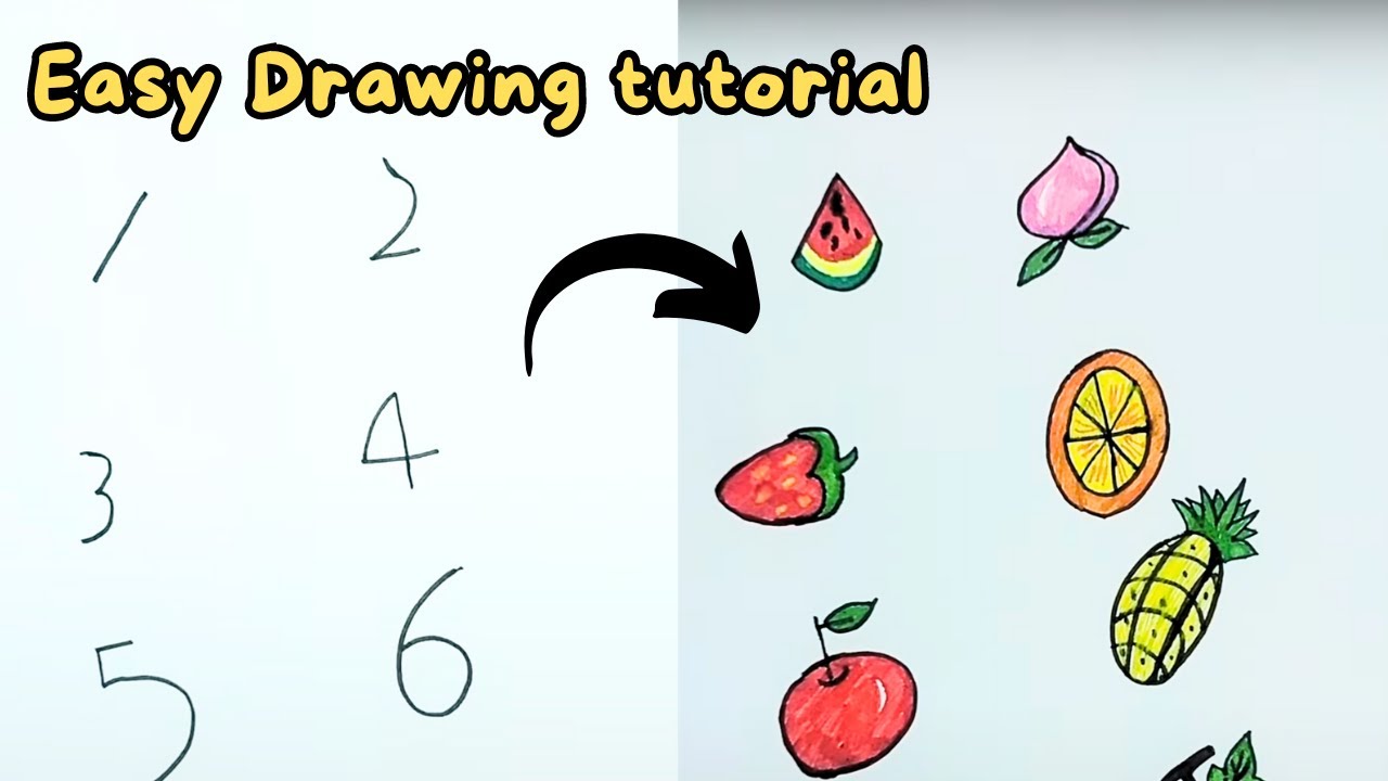 Easy drawing with numbers | simple drawing ideas for beginners part-1 ...