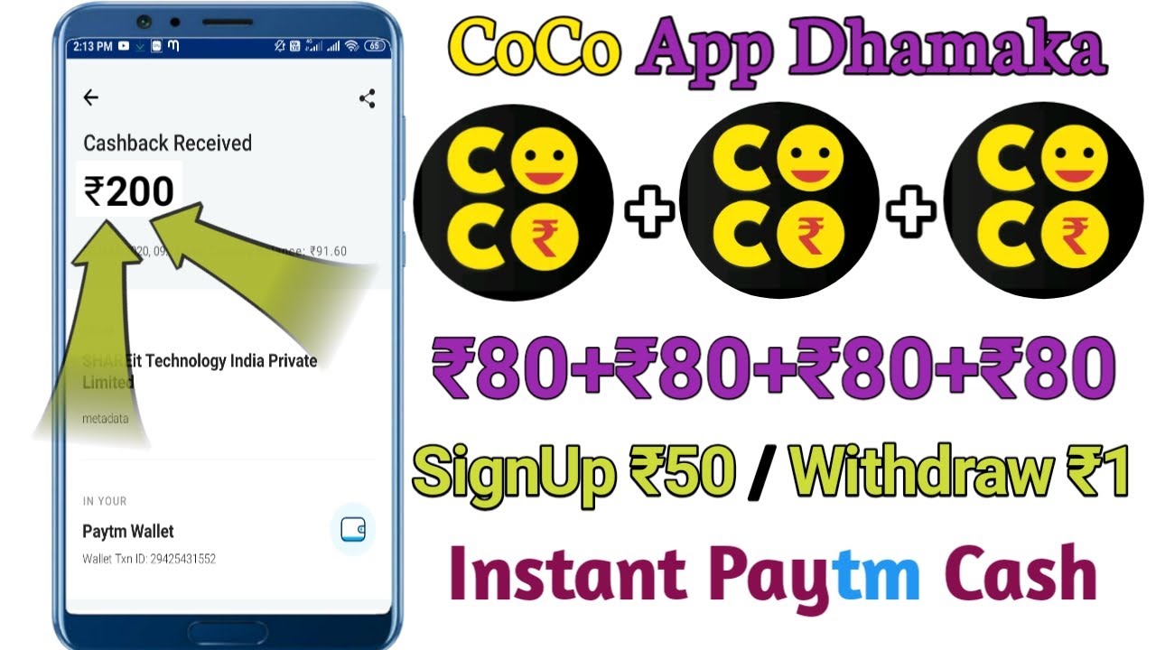 CoCo App Full Explanation | CoCo Refer ₹5+₹25+₹50+₹80 Instant ...