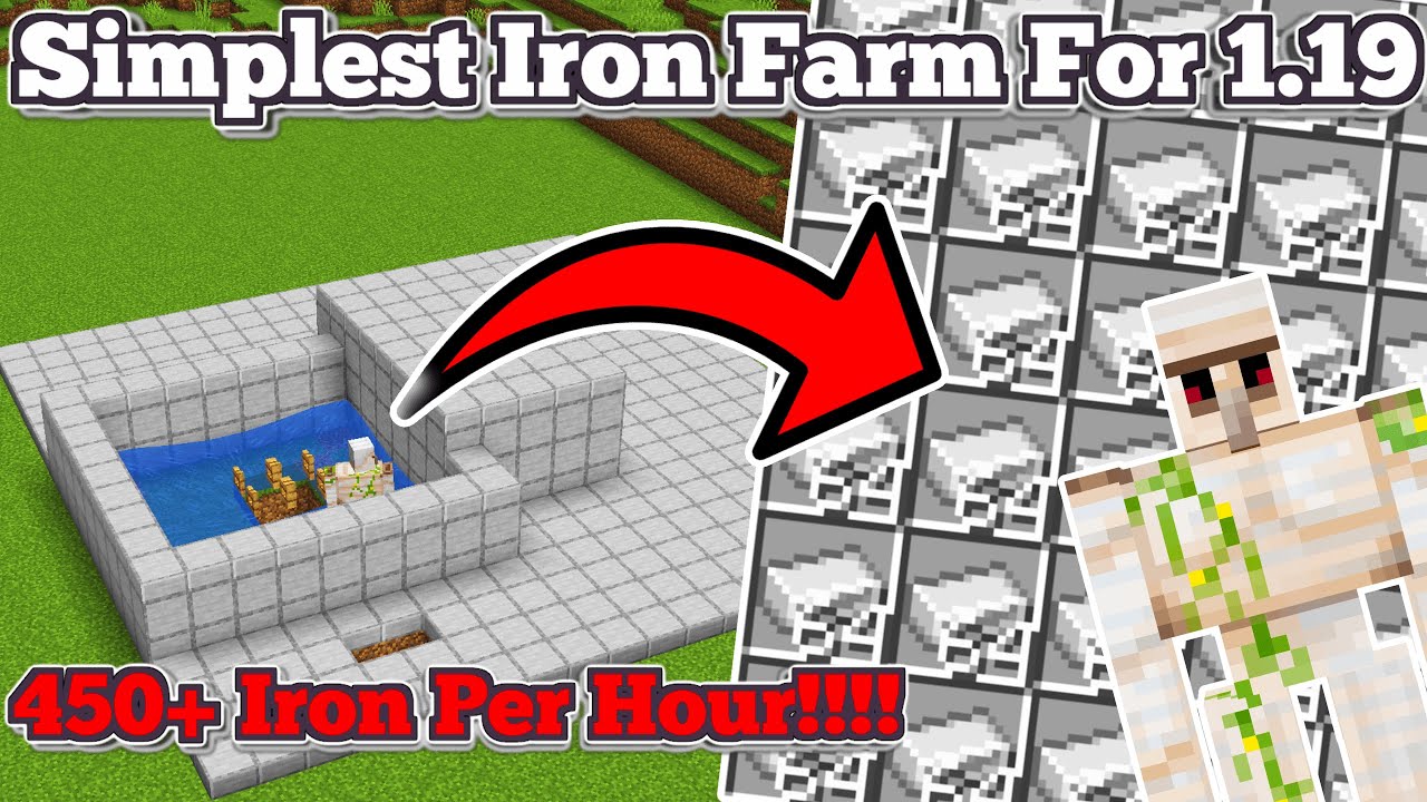 Minecraft Simplest Iron Farm For 1.19 | 450+ Iron Per Hour!!!! - YouTube