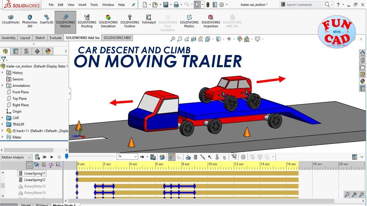 CAR DESCENT and CLIMB motion on MOVING TRAILER with suspension effect ...