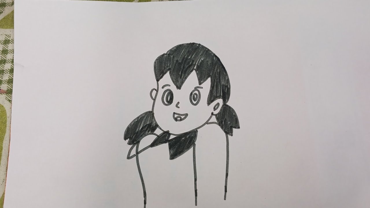 how to Draw shizuka from doremon step by step/ drawing/sketch - YouTube