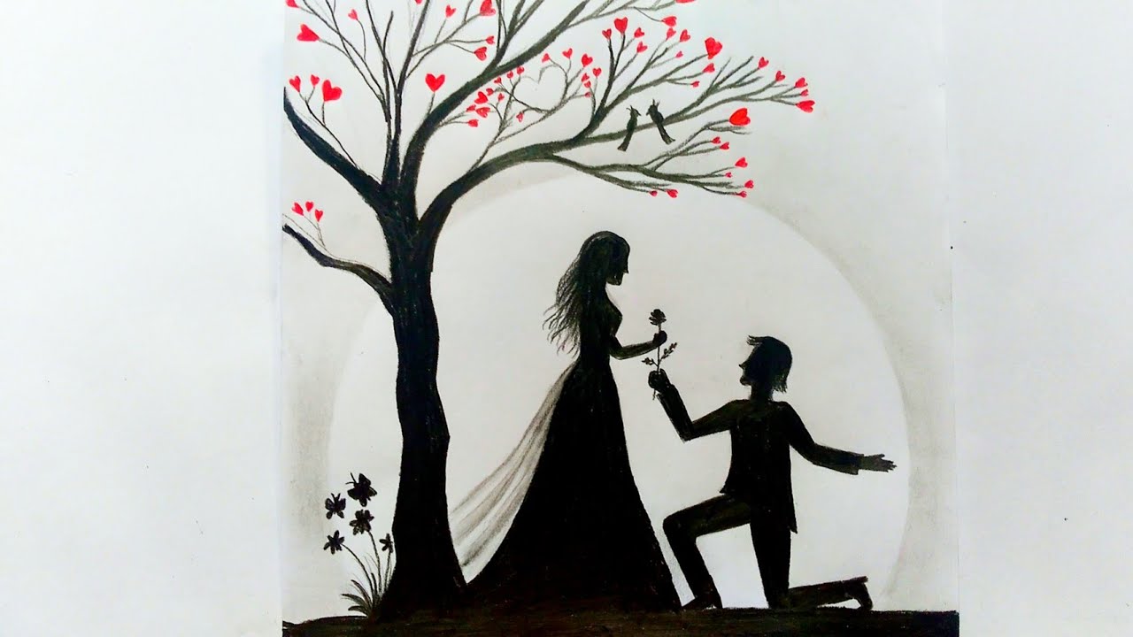 #proposeday || how to draw a propose day drawing || a boy propose a ...