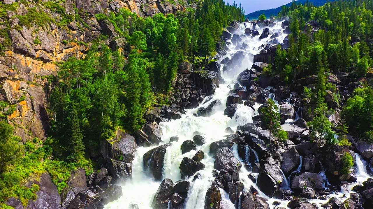 Мощь водопада Учар.(Uchar waterfall) UHD 4К - YouTube