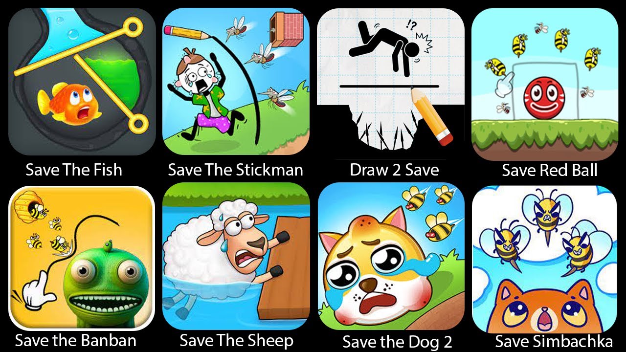 Save the Red Ball, Save the (Dog+Banban+ Sheep+Stickman+Simbochka) Draw ...