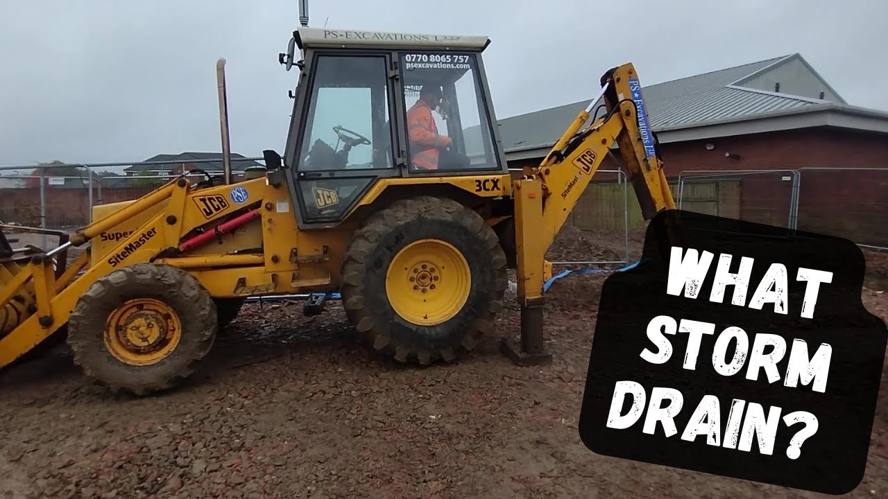 What Storm Drain?: JCB 3CX Backhoe at Work - YouTube