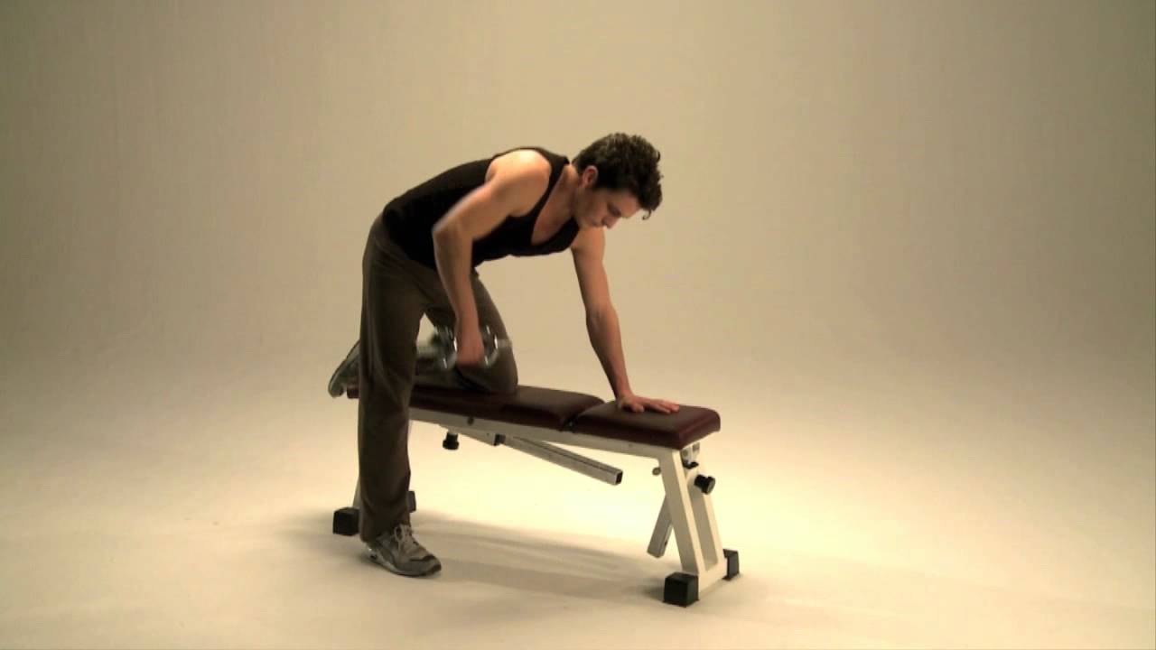 One arm dumbbell row rotation on bench - YouTube