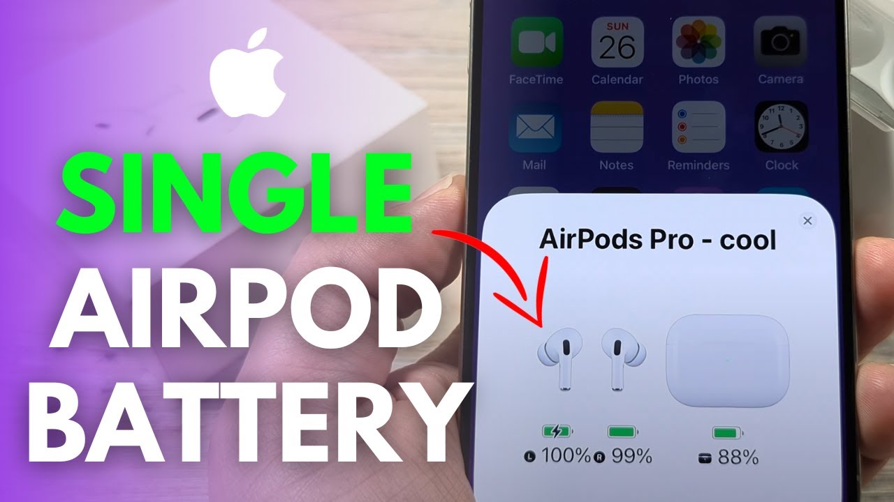 How To See Battery Life Of Single AirPod On iPhone - YouTube
