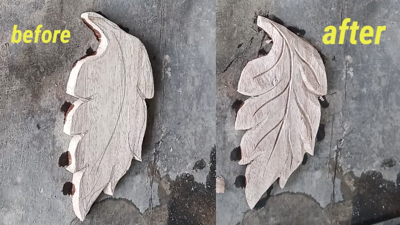 carving a leaf||woodcarvingart||Wood carving design - YouTube