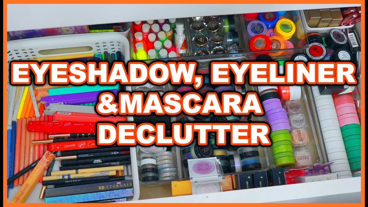 MASSIVE MAKEUP COLLECTION DECLUTTER || SINGLE SHADOWS, EYE LINERS ...