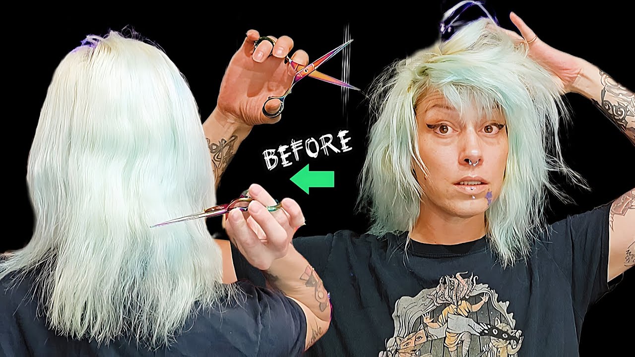 Cutting off my DAMAGED HAIR...again! | Giving myself a haircut at HOME ...