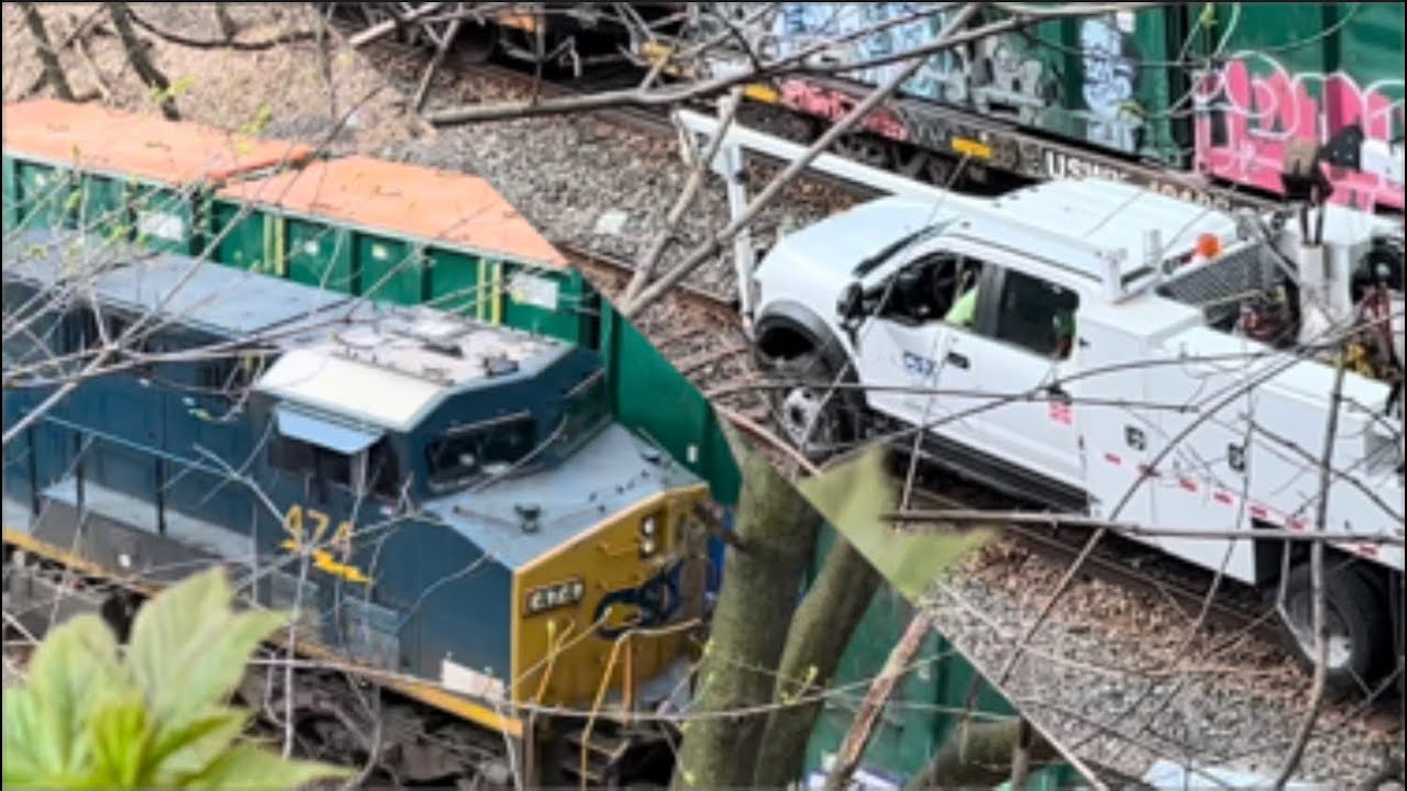 CSX: Backlogged Y102 heading to Fresh Pond Yard with a Hi-Rail Truck ...