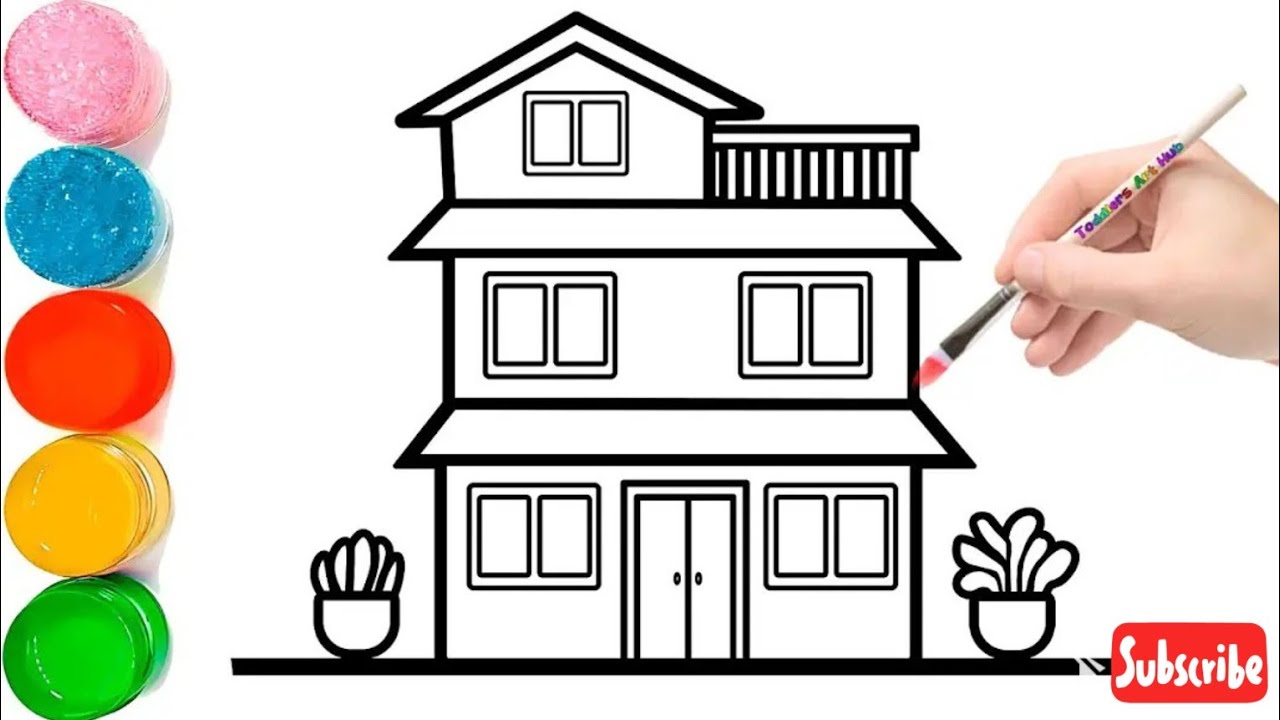 How to Draw an Easy Terraced House | Triple Level House Drawing - YouTube